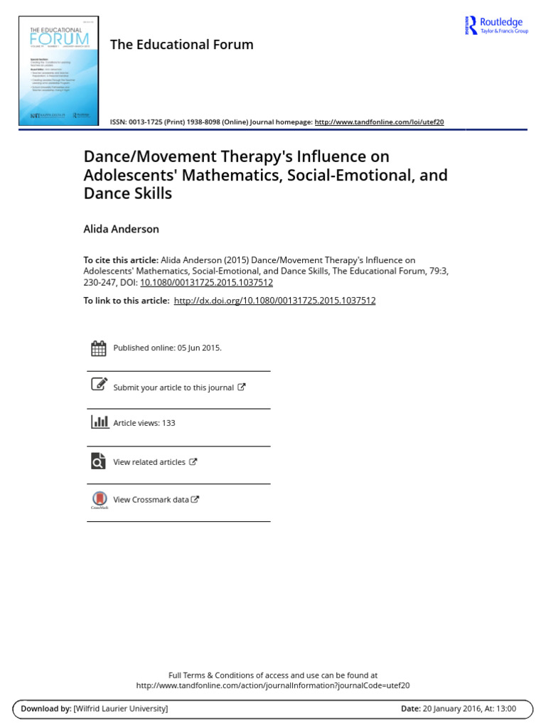 Anderson. 2015. Dance - Movement Therapy's Influence On Adolescents ...
