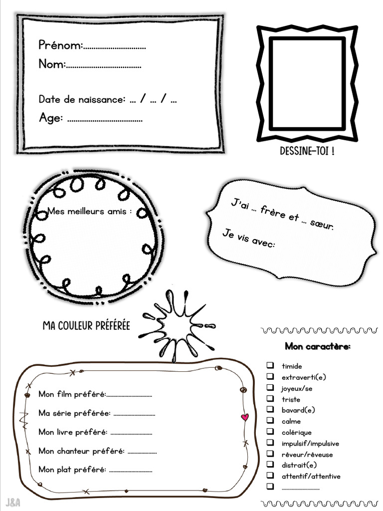 Fiche de Présentation Élèves - Jeux & Ateliers en Classe | PDF