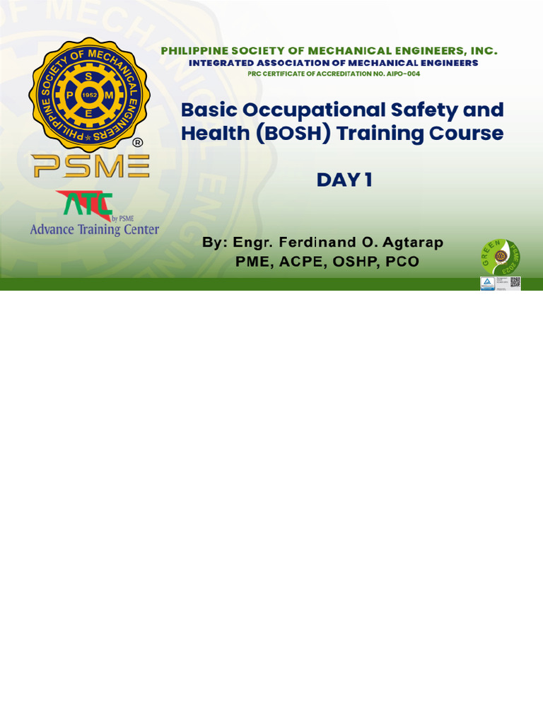 Module 1 A Introduction Bosh Framework Osh Situationer Pdf Pdf