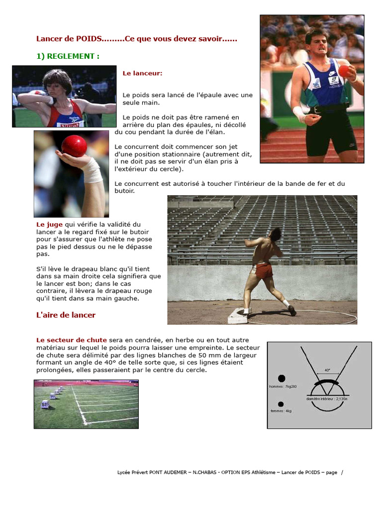Option EPS Athletisme POIDS Fiche Connaissance 2009 | PDF