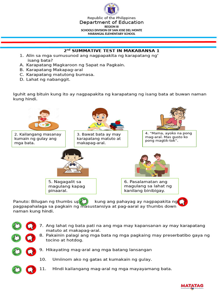 2nd-Summative Makabansa | PDF | Philippines