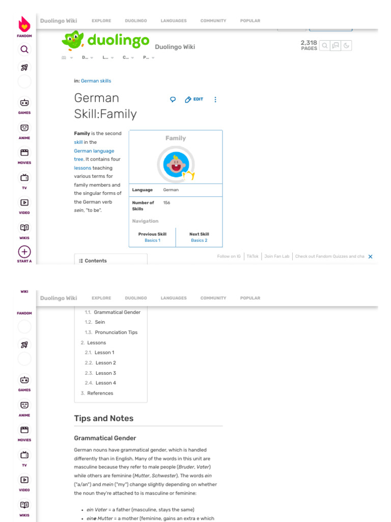 2 German Skill - Family | PDF