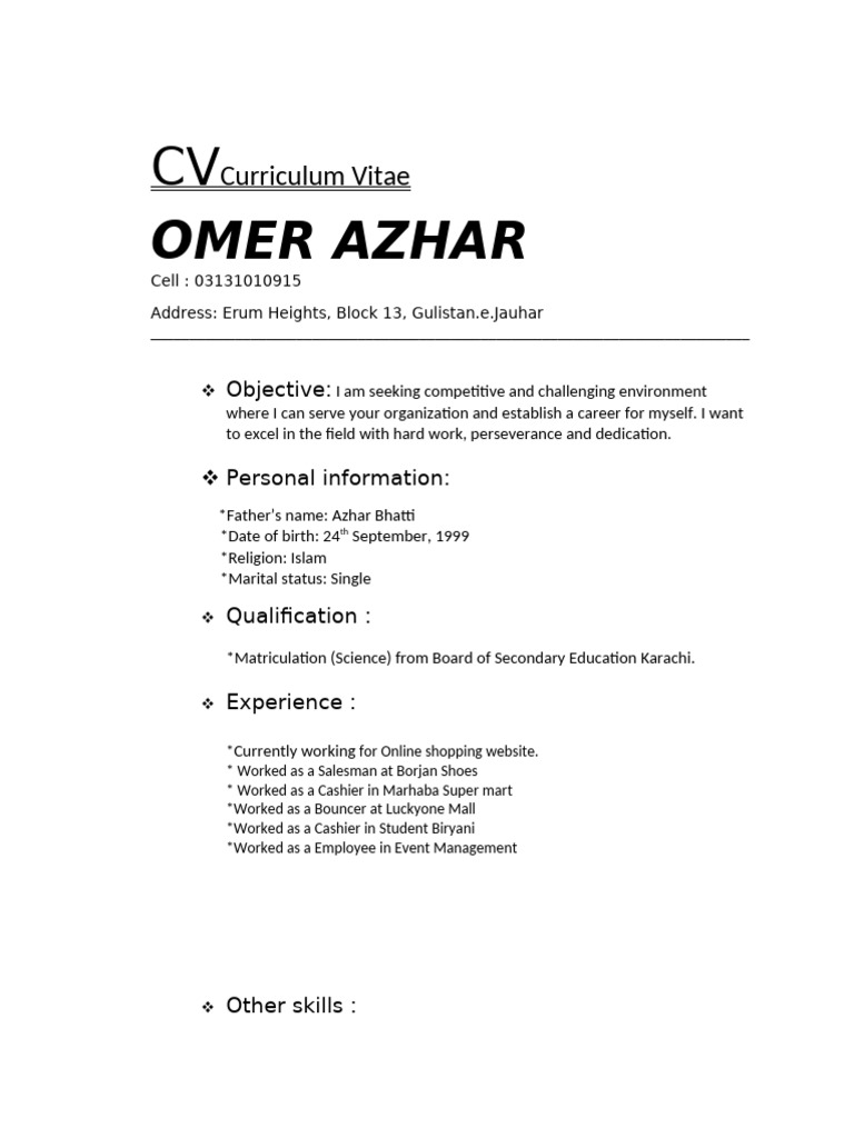 Umar CV | PDF
