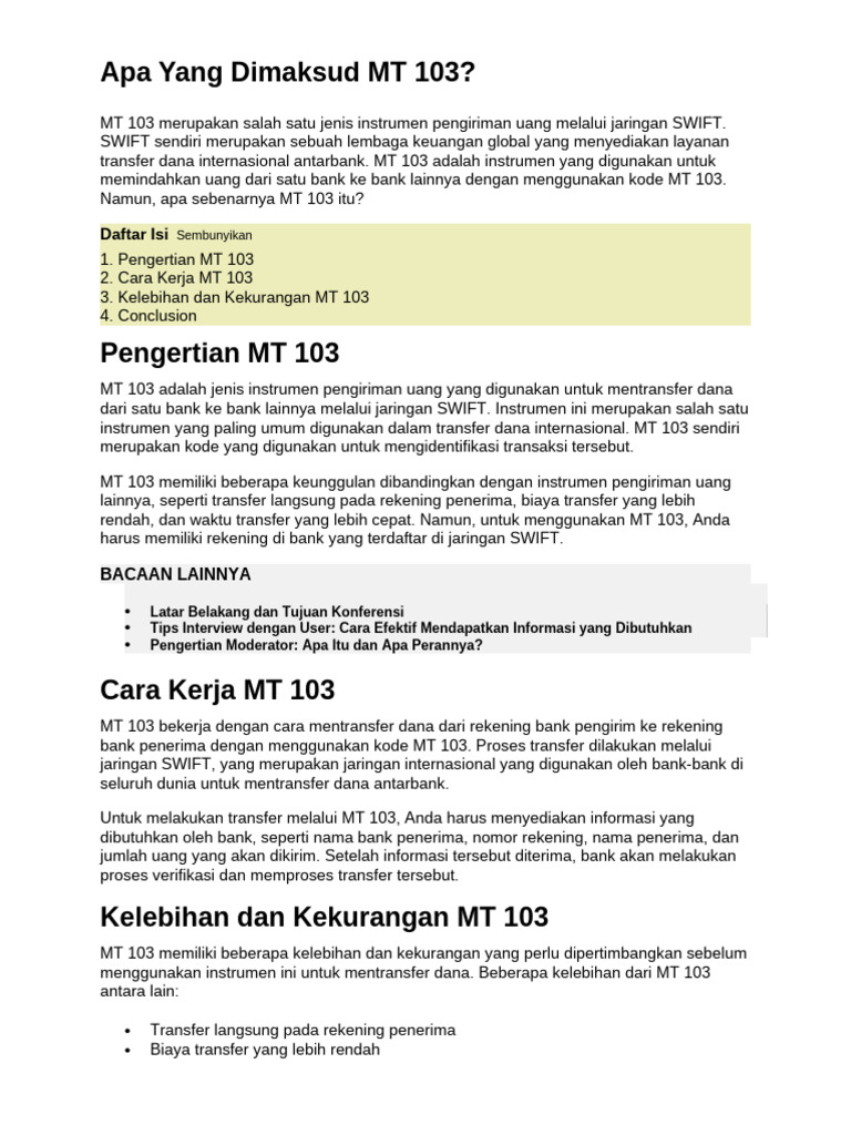 Apa Yang Dimaksud MT 103 | PDF
