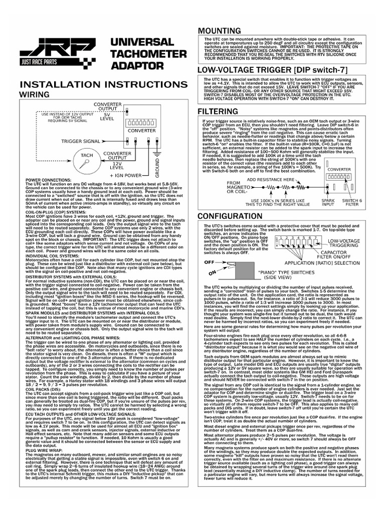 JRP Universal Tach Adapter Manual | PDF