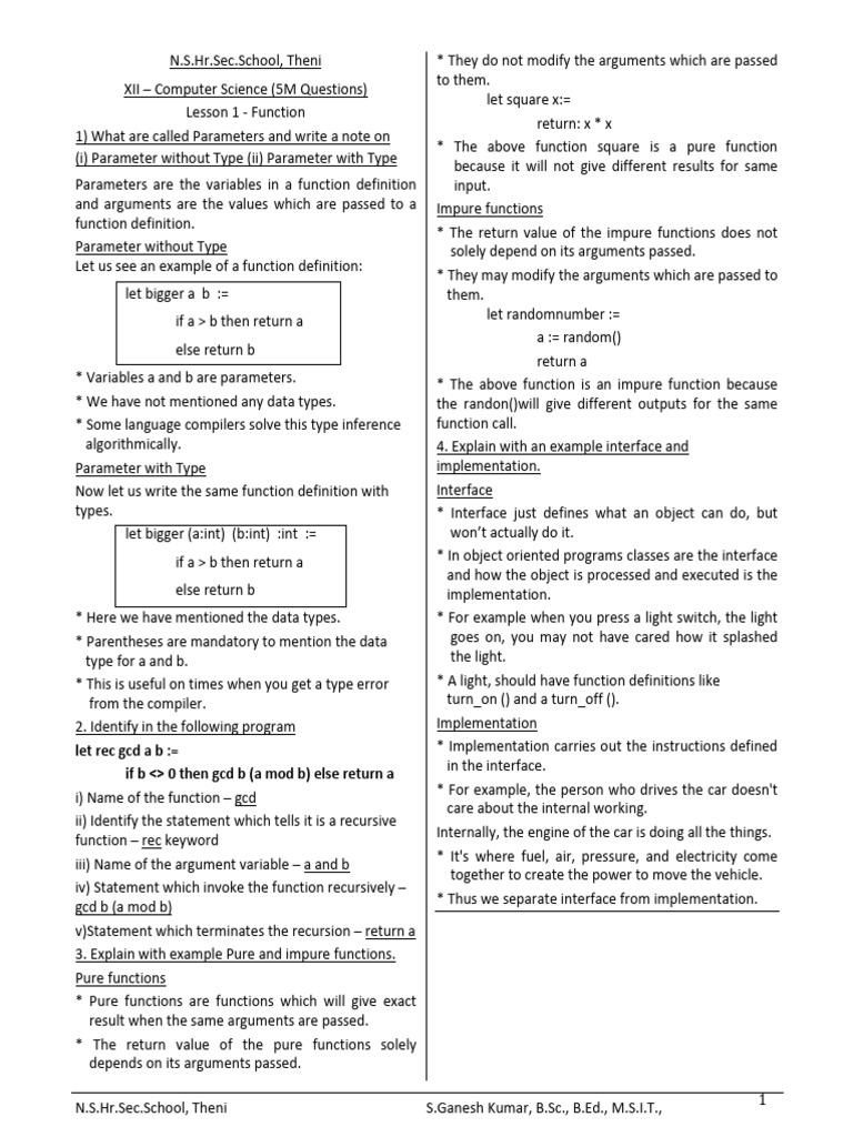 12th Computer Science EM Slow Learners 5 Mark Study Materials English ...