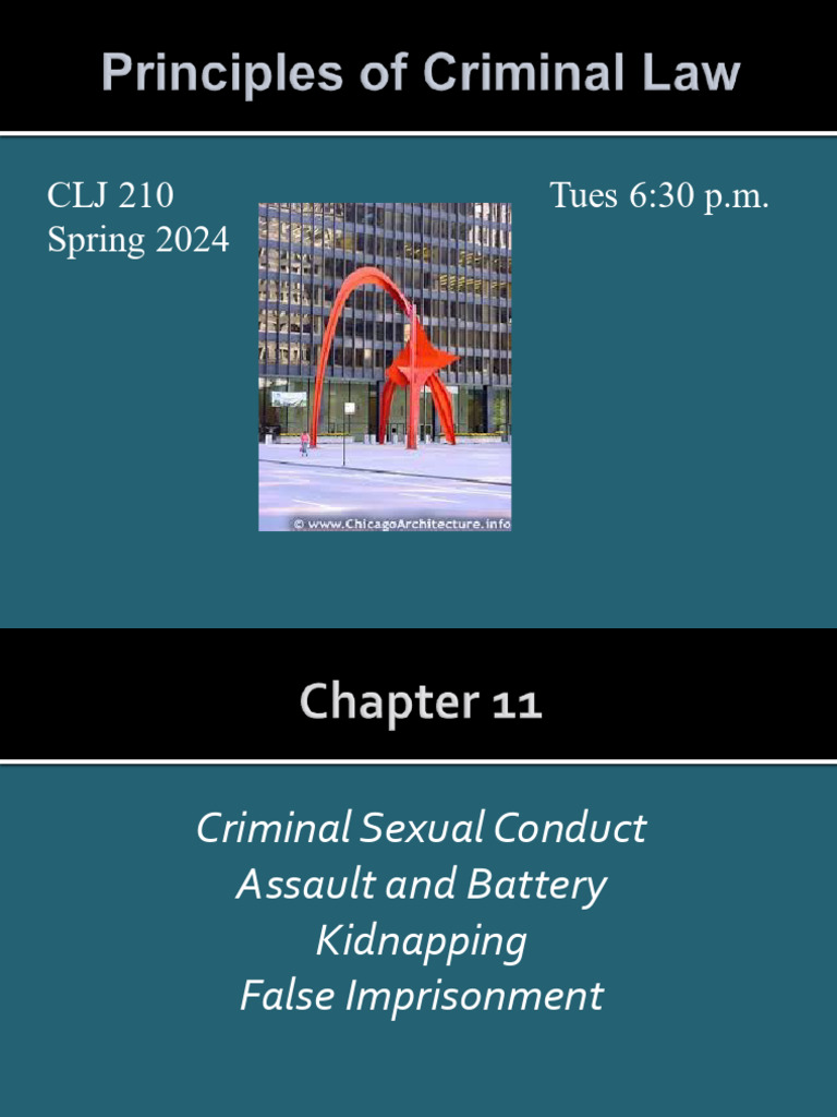 Crim Law Chap 11 (Assault, Battery, Kidnapping, False Imprisonment) | PDF