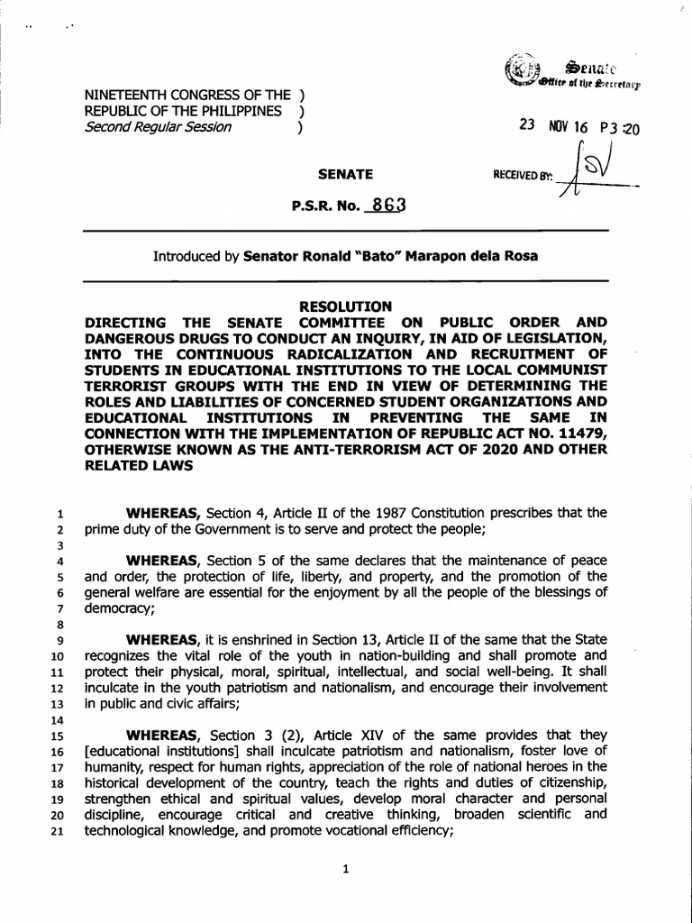 Second Regular Session: 23 NOV 16 P3 .-20 | PDF
