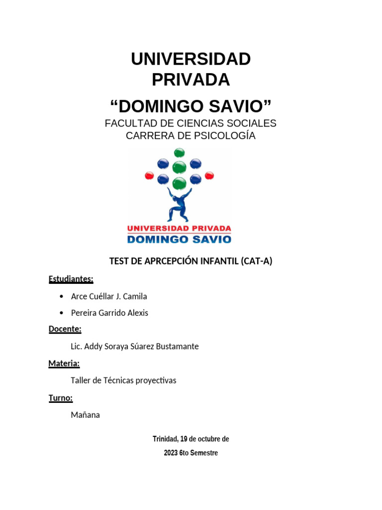 6 - TP - Informe Del Test Cat - Arce y Pereira-1 | PDF