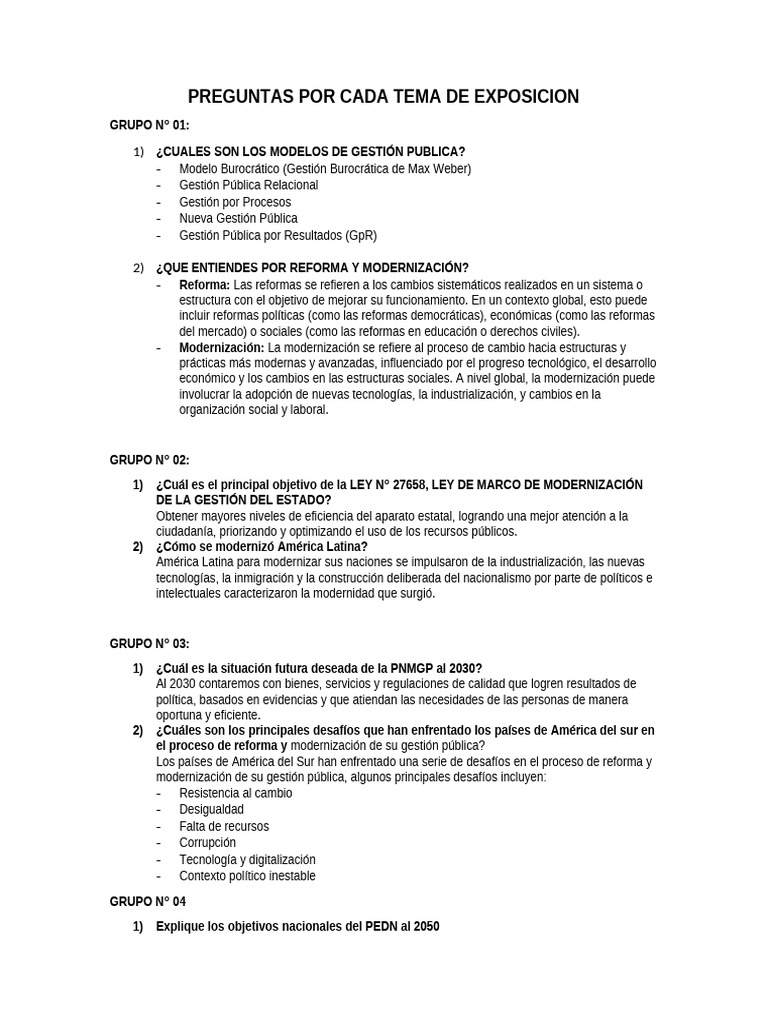 Preguntas de Exposiciones | PDF