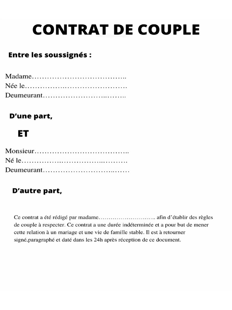 Contrat de Couple. | PDF