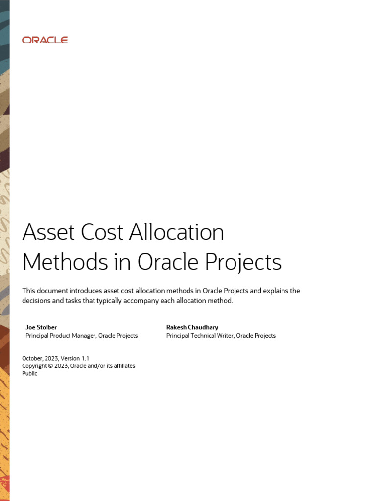 Asset Cost Allocation Methods in Oracle Projects | PDF Asset Cost Allocation Methods in Oracle Projects | PDF