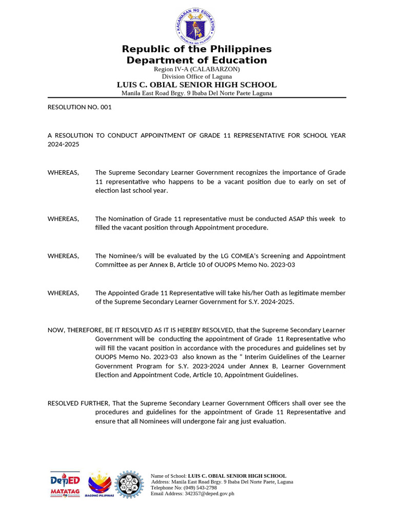 Resolution Template | PDF