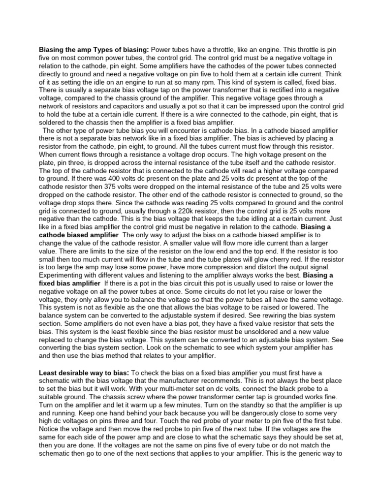 Biasing The Amp - Types of Biasing | PDF