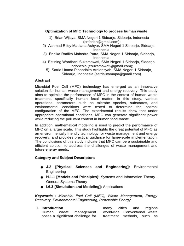 GloCoLis2024_SMA Negeri 1 Sidoarjo_Brian Wijaya_Optimization of MFC Technology to Process Human ...