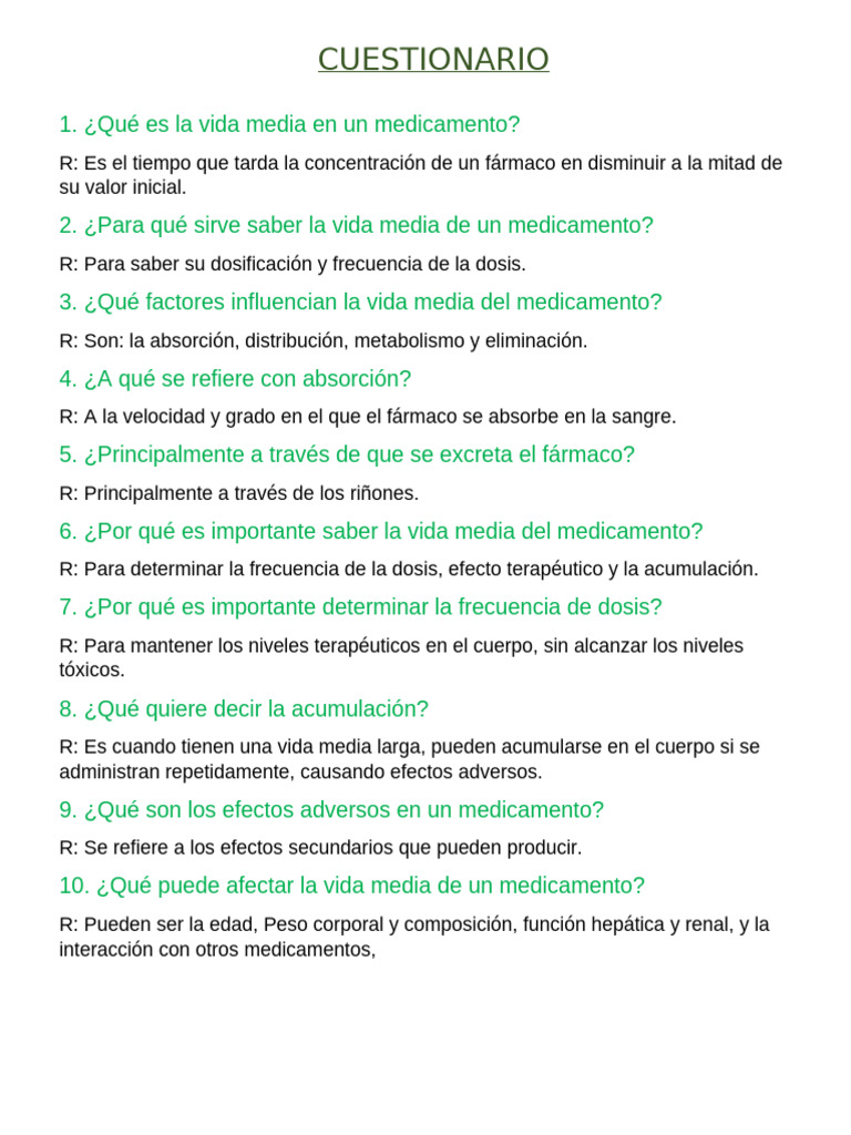 Vida Media de Los Medicamentos | PDF