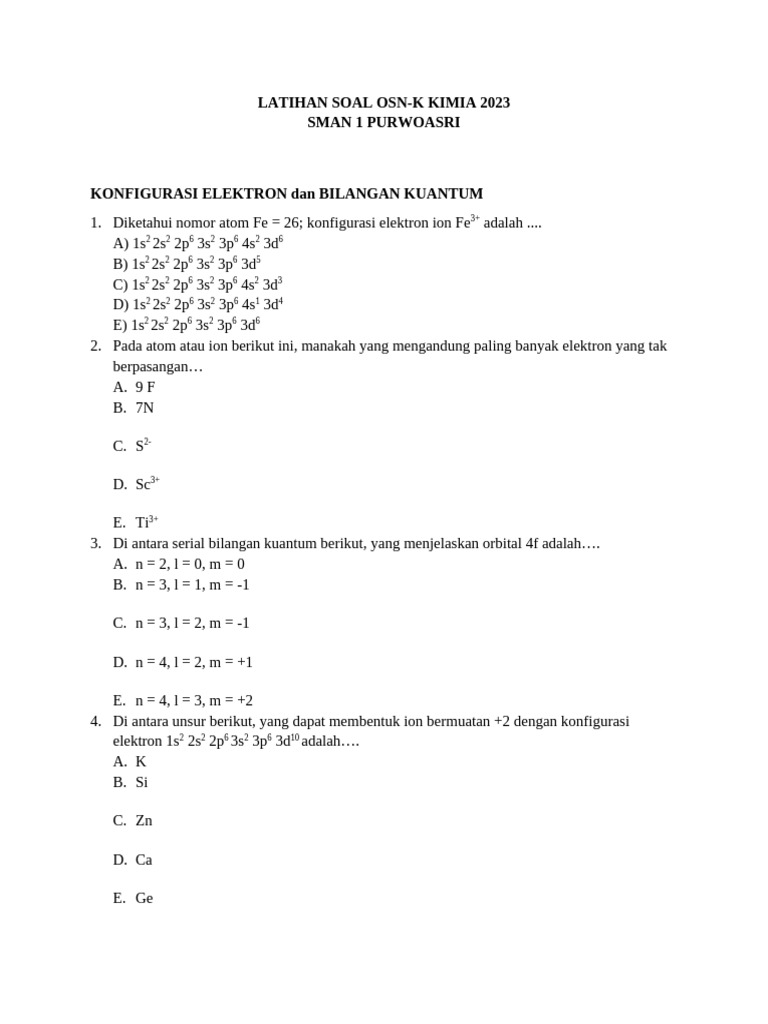Soal Osn Kimia | PDF
