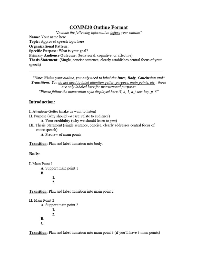 COMM01 - Final Outline Format | PDF