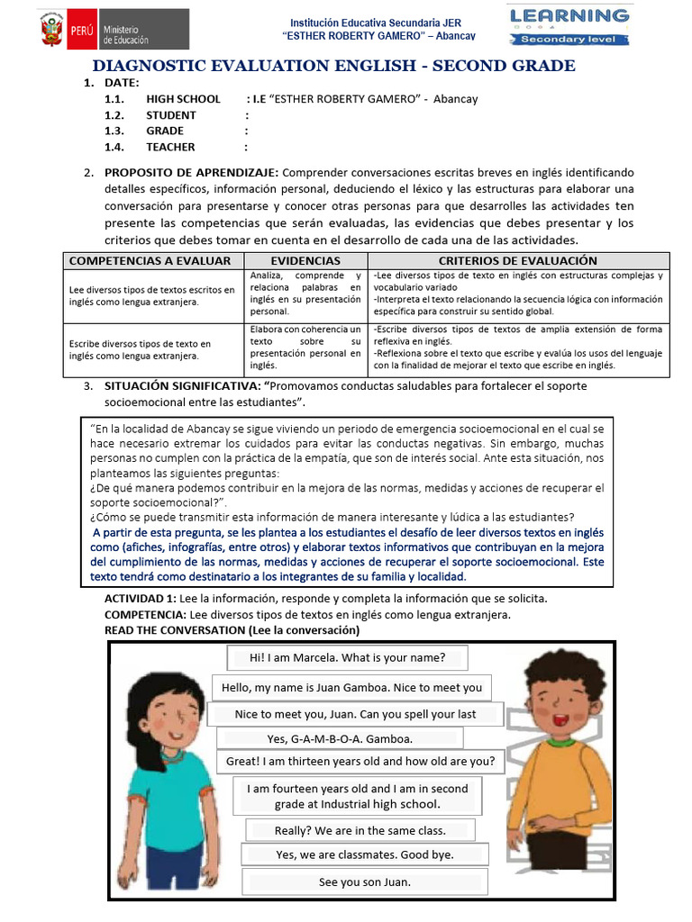 Diagnostic Evaluation 2° - 2023 | PDF