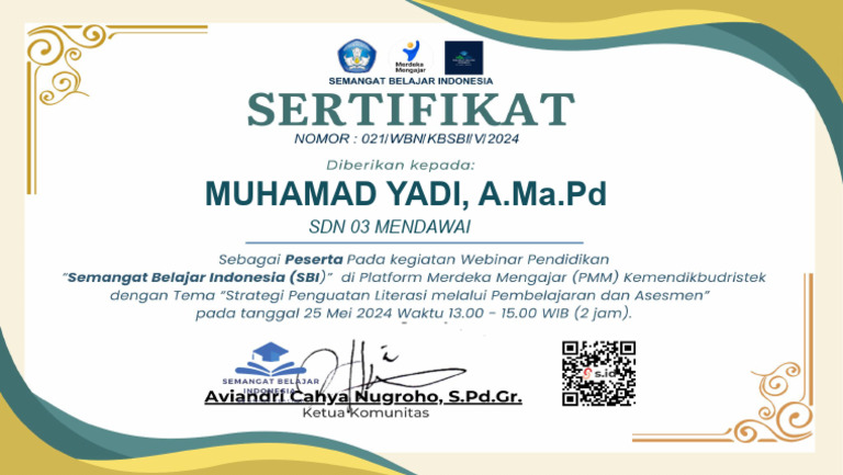 SERTIFIKAT GURU MASA KINI_PENGUATAN LITERASI --- MUHAMAD YADI, A.Ma.Pd ...