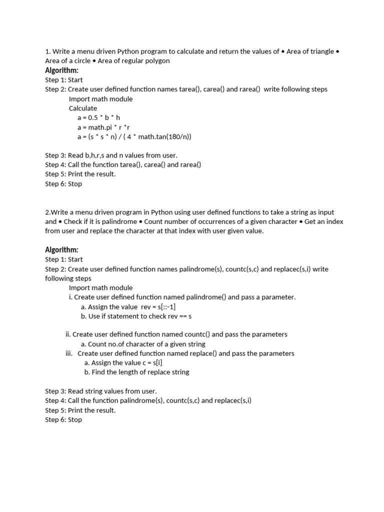 Alogorithm For Python Record Programs | PDF