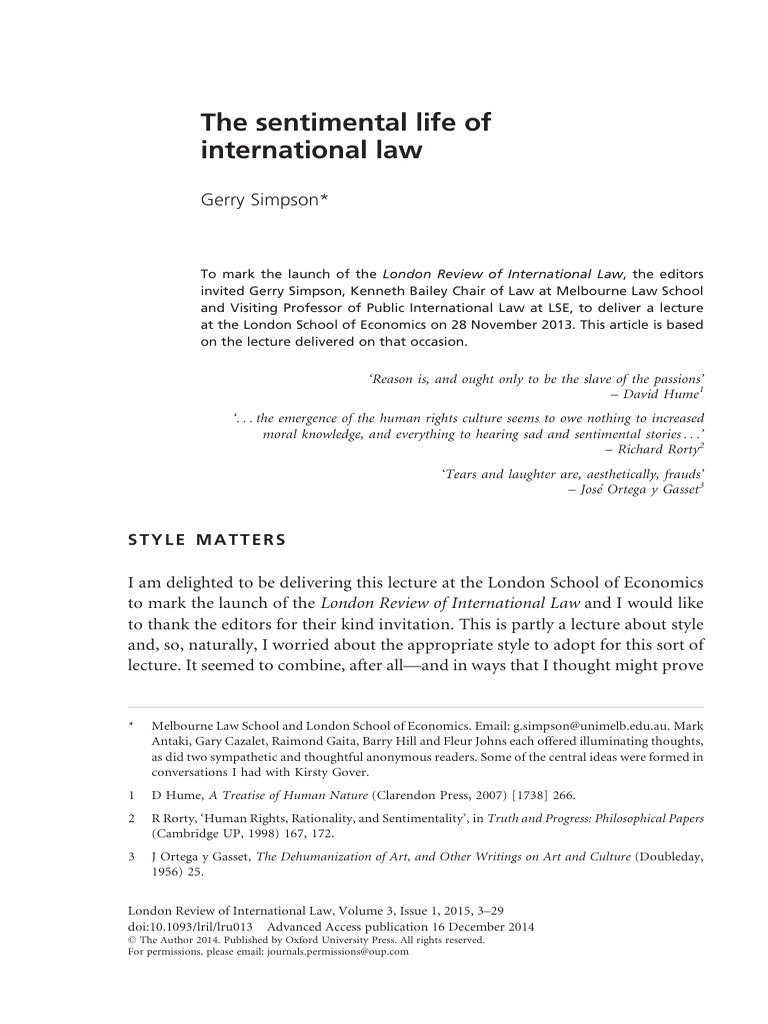 The Sentimental Life of International Law | PDF