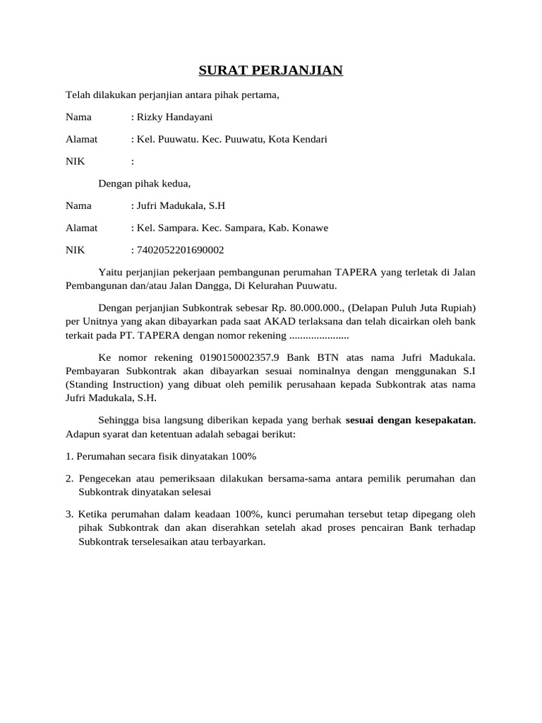 Surat Perjanjian | PDF