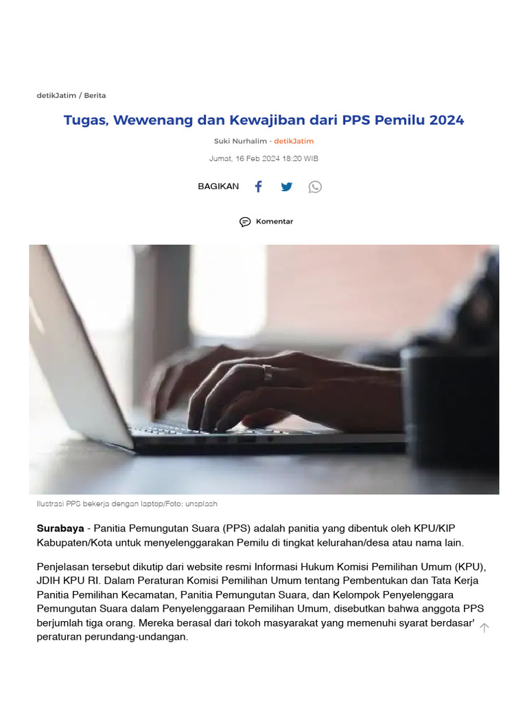 Tugas, Wewenang Dan Kewajiban Dari PPS Pemilu 2024 | PDF