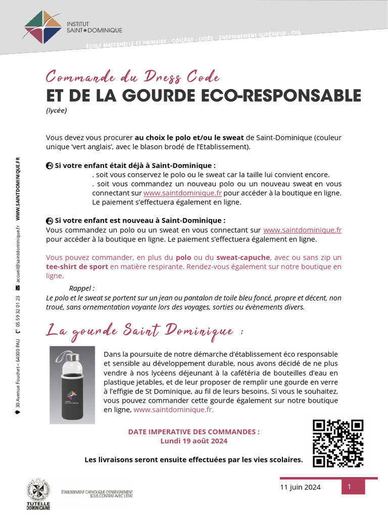Commande Du Dress Code 2024-2025 Lyc en | PDF