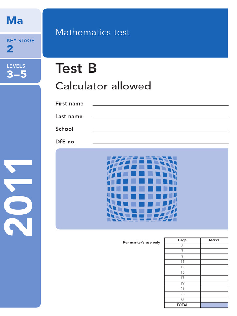 2011 - KS2 - Maths - Test B (Calculator Allowed) | PDF