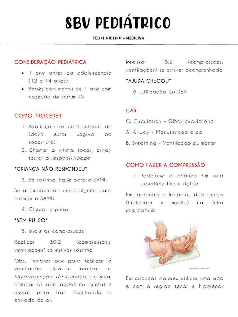 Aula 01 - SBV Pediátrico | PDF