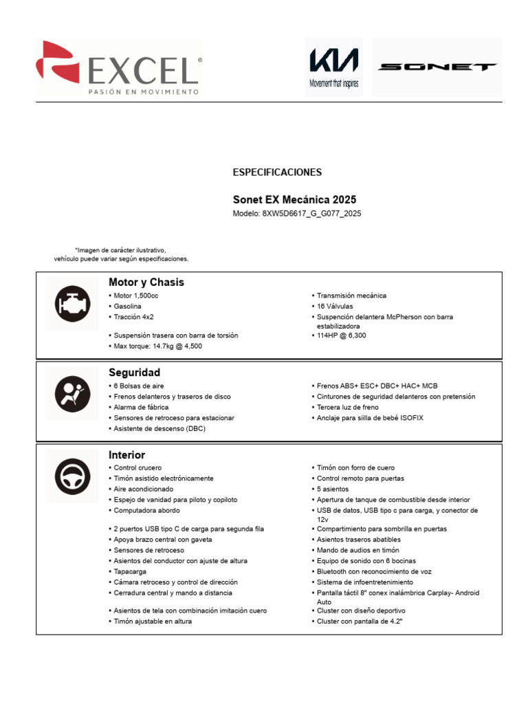 Especificaciones 8XW5D6617 G G077 2025 2 | PDF