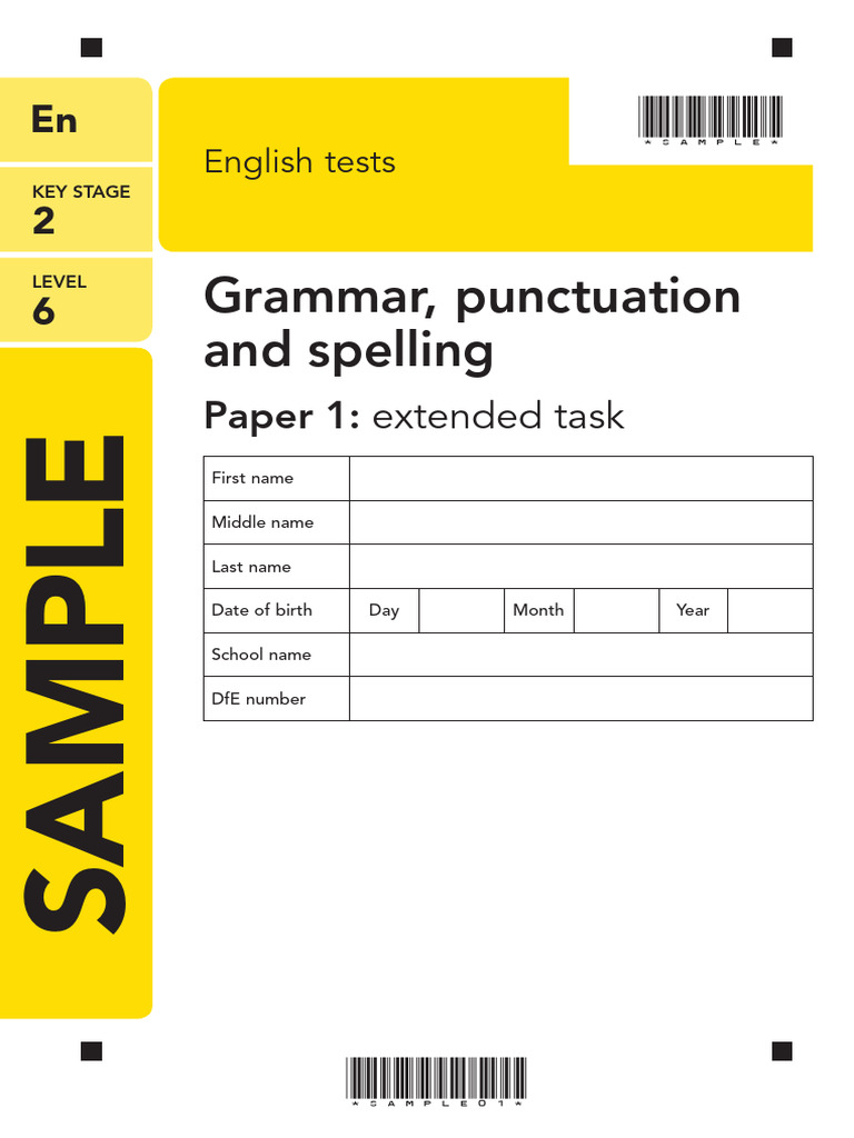 2013 Sample Key Stage 2 Year 6 - English Grammar Punctuation and ...