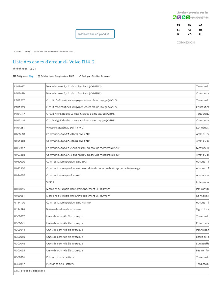 Liste Des Codes D'erreur Du Volvo FH4 2 | PDF