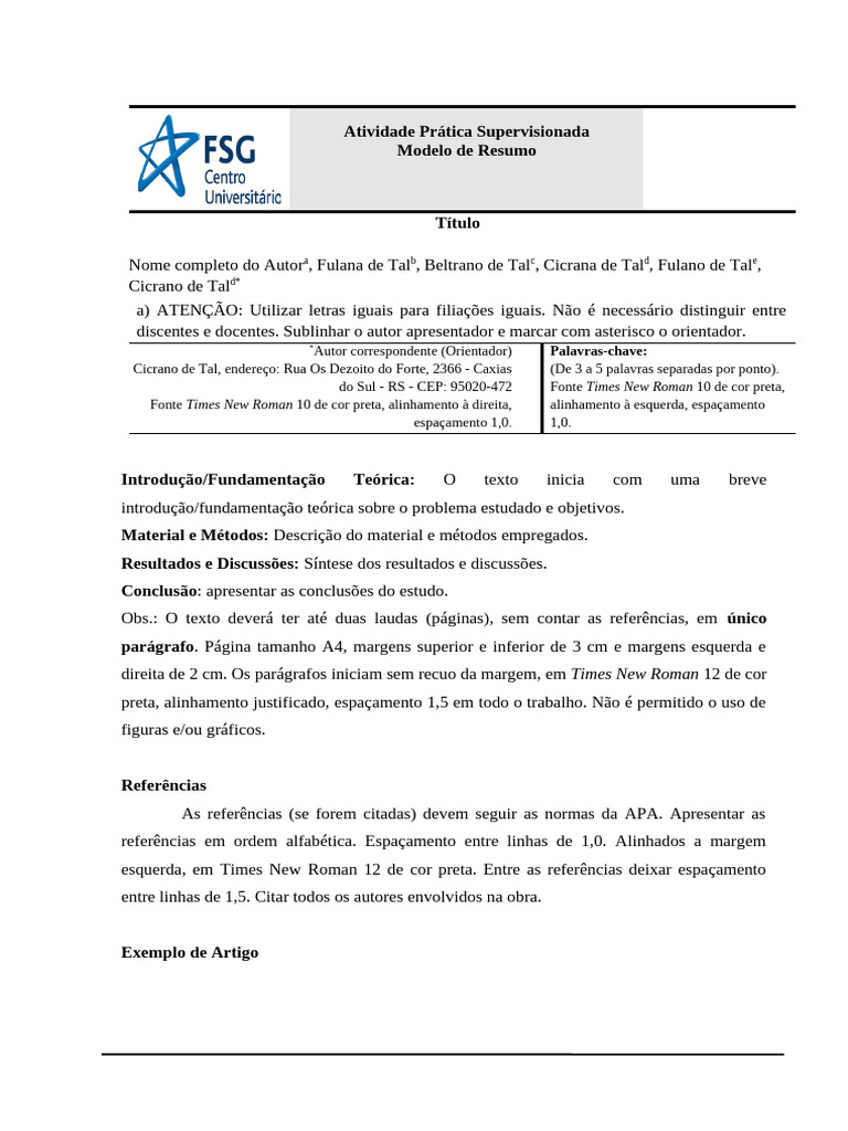 Modelo de Resumo Expandido | PDF