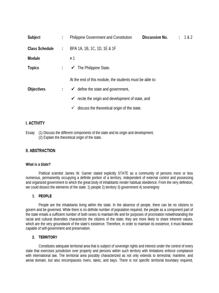 1 1 First Yr PGC Module 1 Philippine Government | PDF