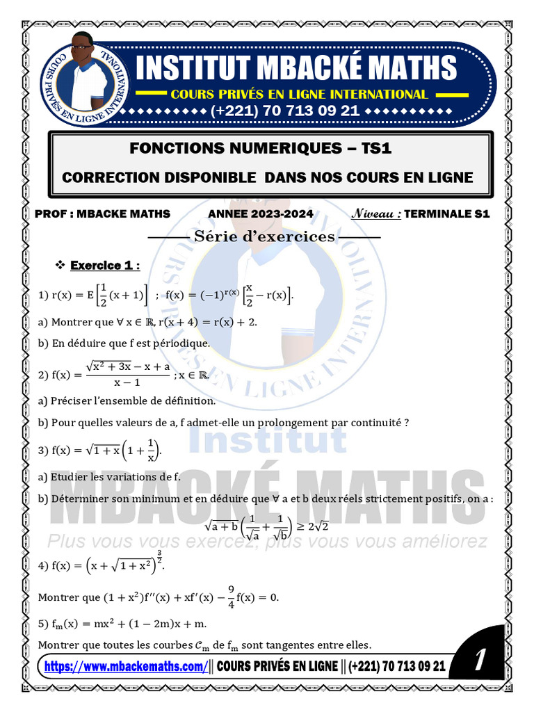 TD Fonctions Numeriques 2023 2024 TS1 | PDF