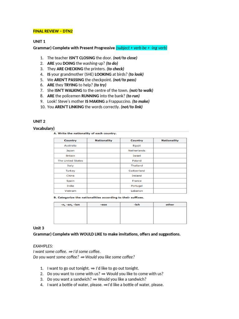 FINAL REVIEW – DTN2 - ANSWERS | PDF