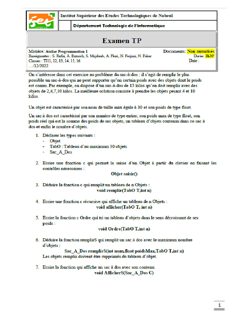 Examen TP V1 | PDF