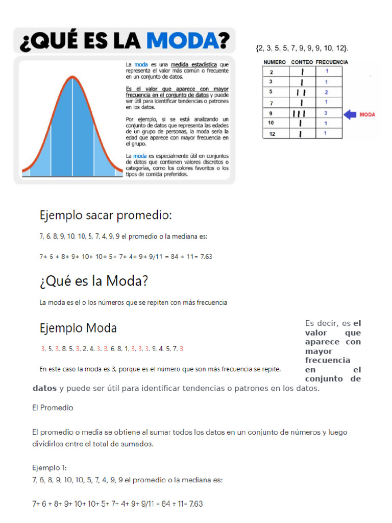 La Moda y El Promedio | PDF