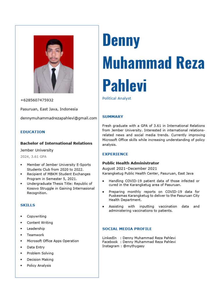 Resume - Royal Thai Embassy Political Analyst | PDF