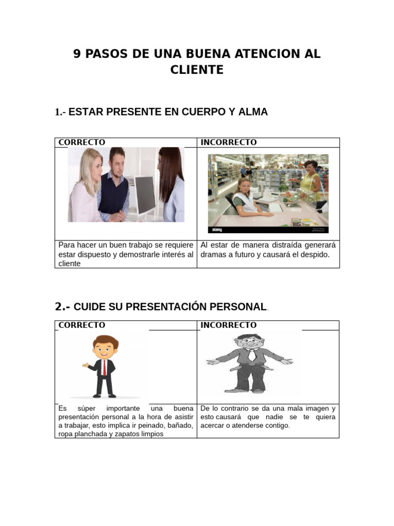 9 Pasos de Una Buena Atencion Al Cliente | PDF