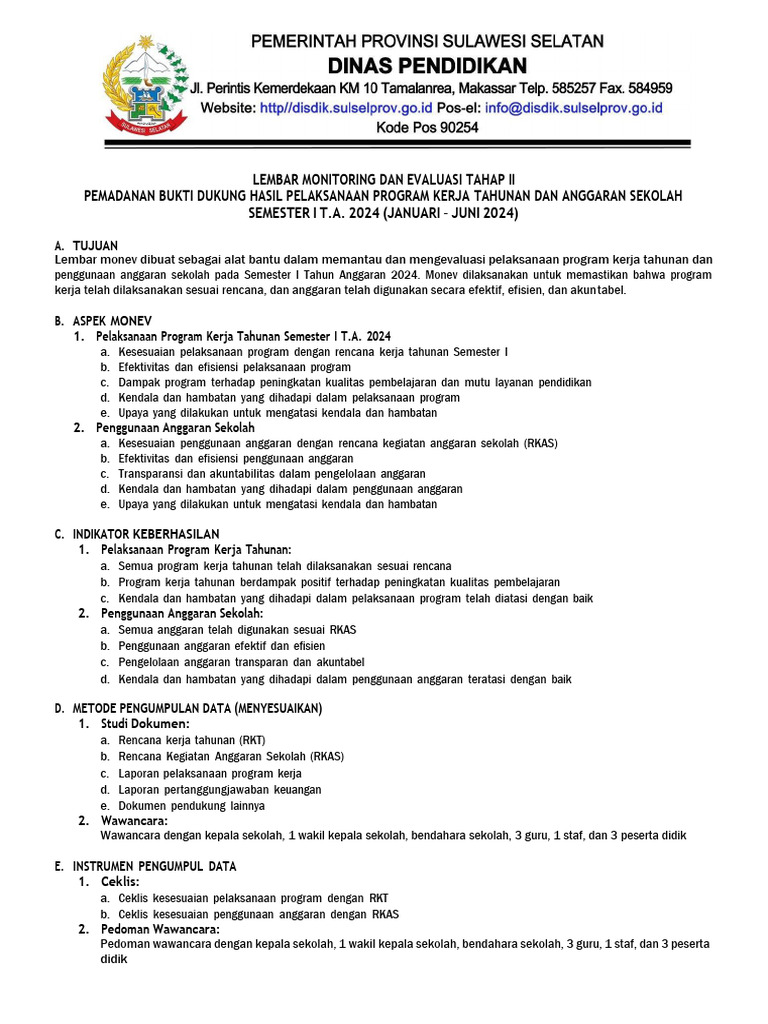 Lembar Monitoring Dan Evaluasi Tahap Ii | PDF