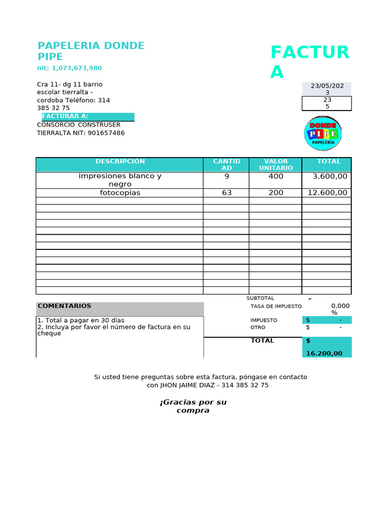Factura Papeleria Pdf