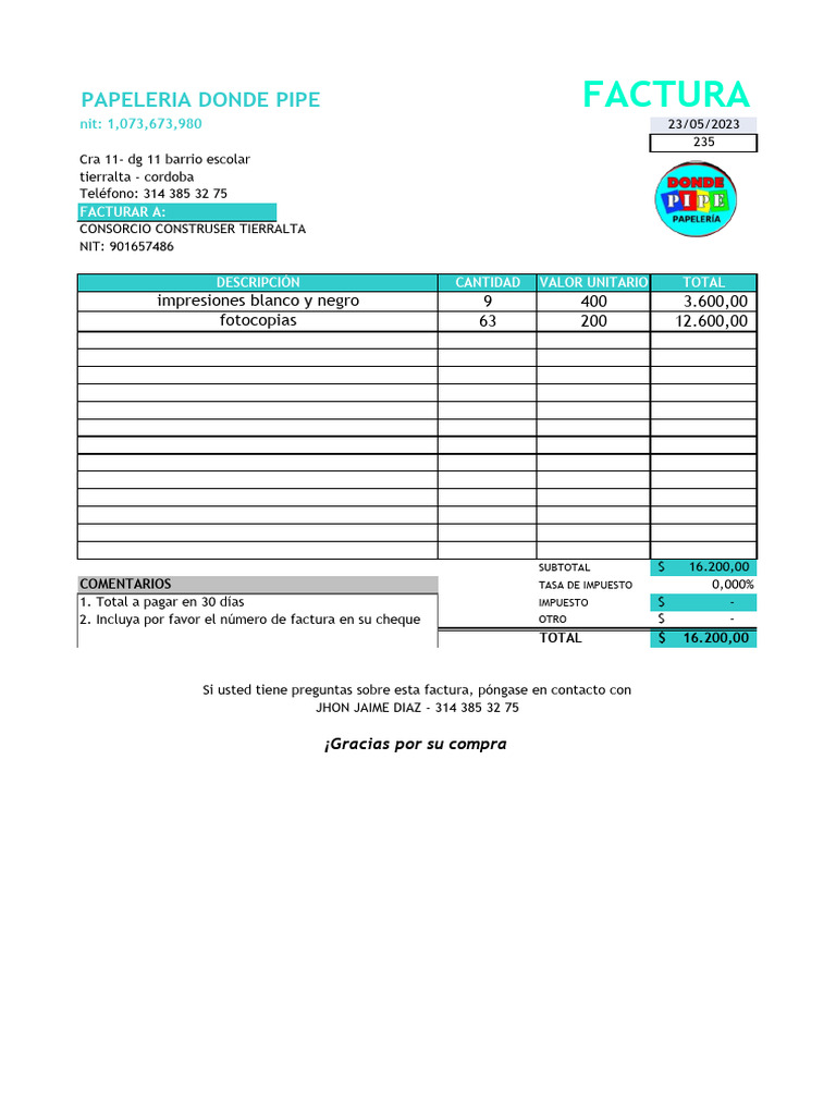 Factura Papeleria Pdf