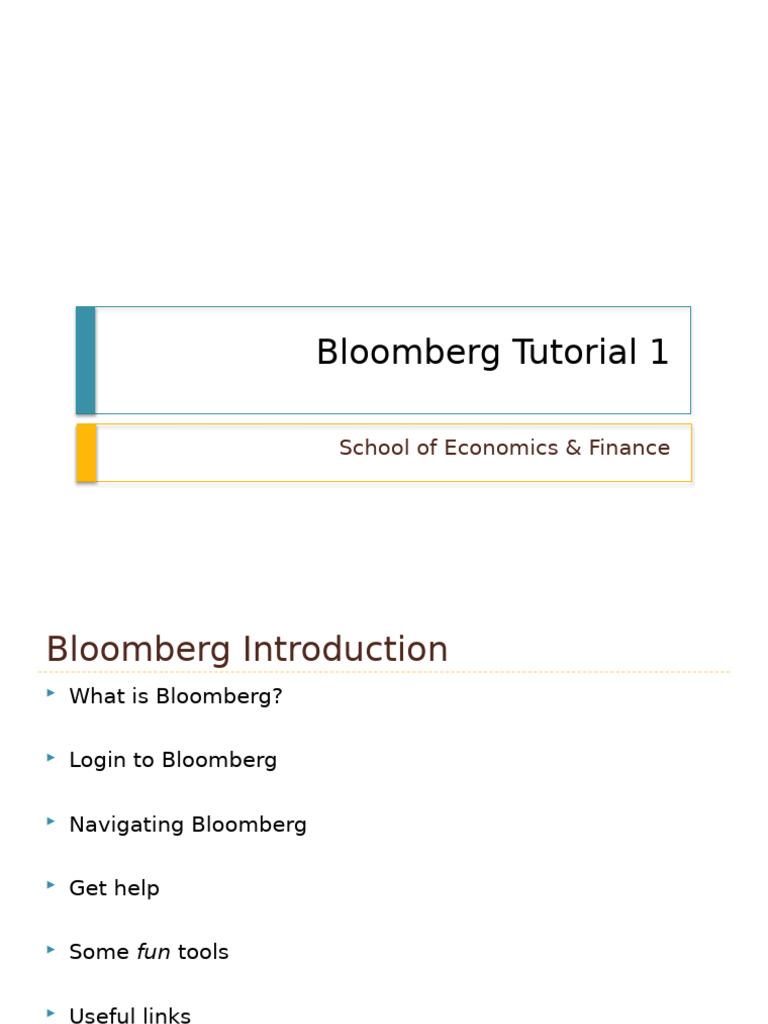 Bloomberg Tutorial X | PDF