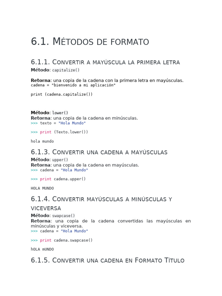 Métodos de formato en PYTHON | PDF