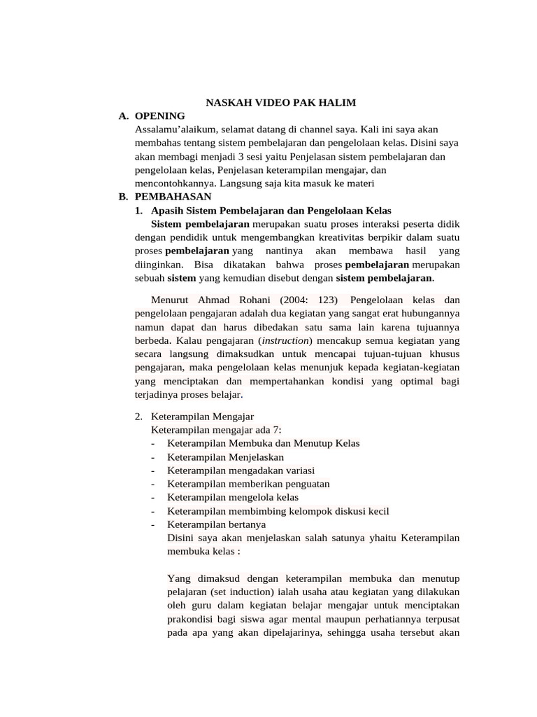NASKAH VIDEO PAK HALIM | PDF