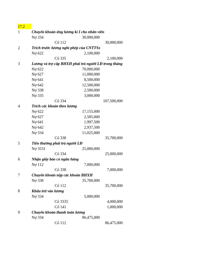 BÀI TẬP KTTC NÂNG CAO 1 | PDF
