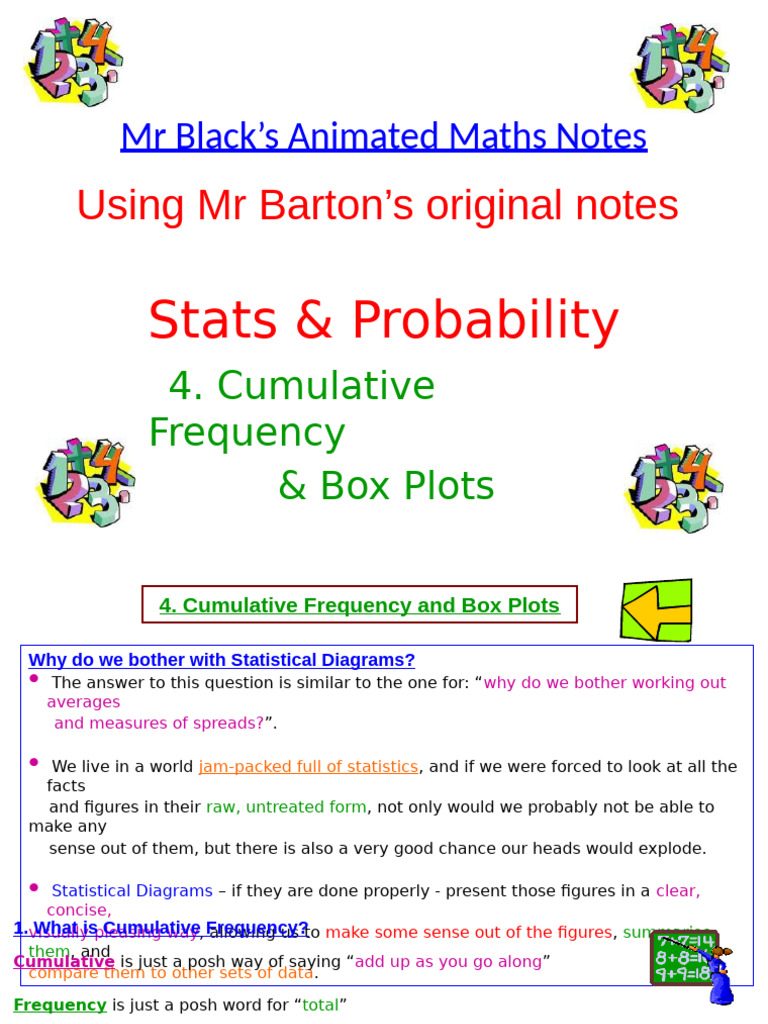 4.cumulative Frequency and Box Plots | PDF